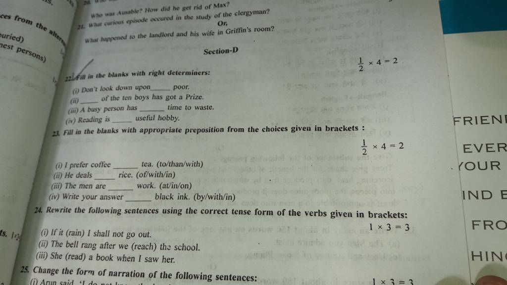 Rewrite the following sentences using the correct tense form of the verbs.. Rewrite the following sentences using the correct tense form of the verbs..