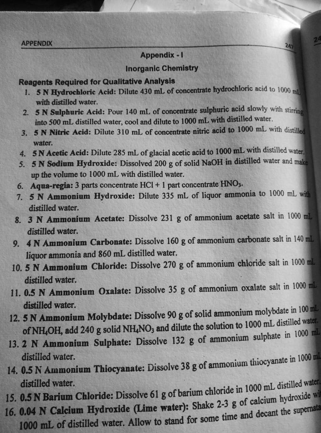 APPENDIX Appendix - 1 Inorganic Chemistry Reagents Required for Qualitati..