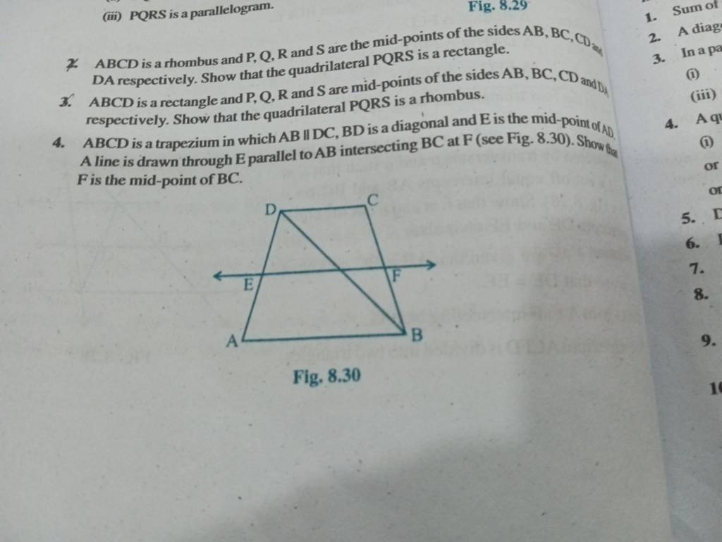 7. ABCD is a rhombus and P,Q,R and S are the mid-points of the sides AB,B..