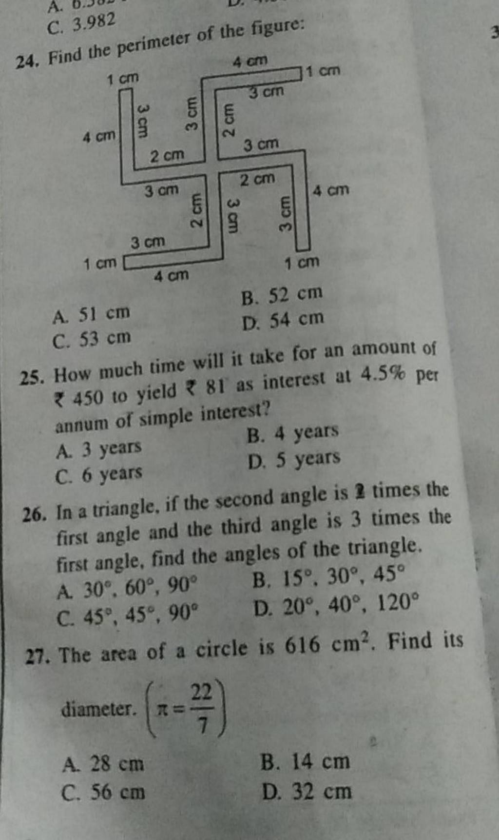The area of a circle is 616 cm2. Find its diameter. (π=722 ) | Filo