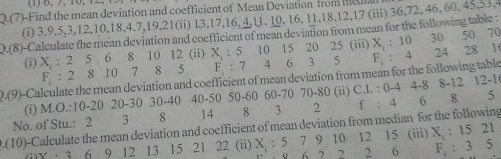 Q 7 Find The Mean Deviation And Coefficient Of Mean Deviation From Mici