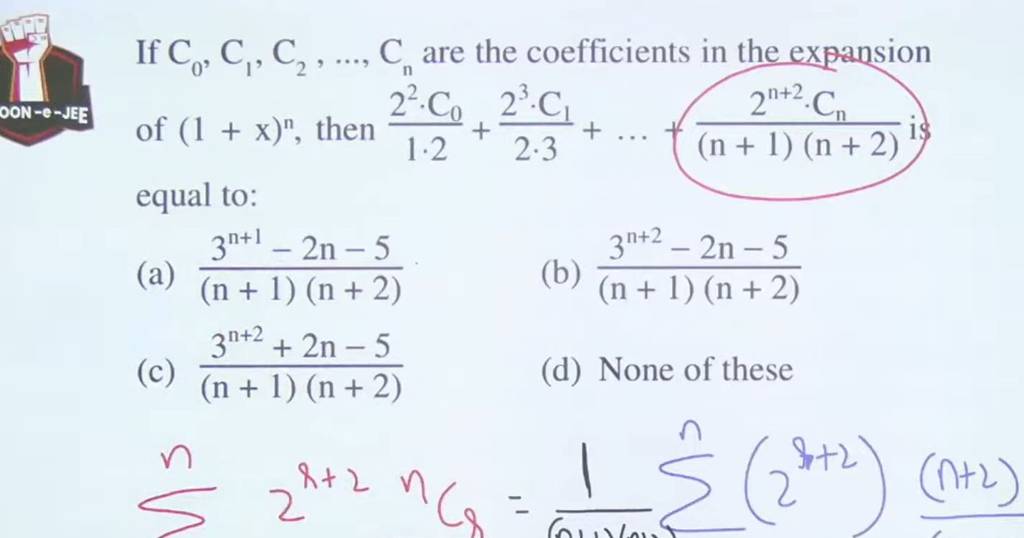 If C0 ,C1 ,C2 ,…,Cn are the coefficients in the expansion of (1+x)n, the..