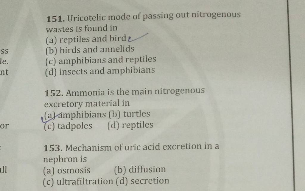 Mechanism of uric acid excretion in a nephron is | Filo