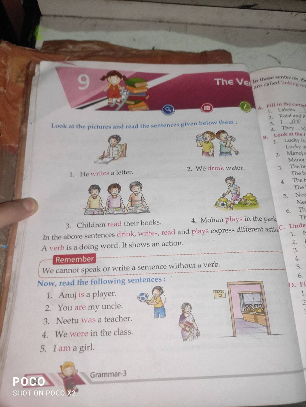 Look at the pictures and read the sentences given below them : | Filo