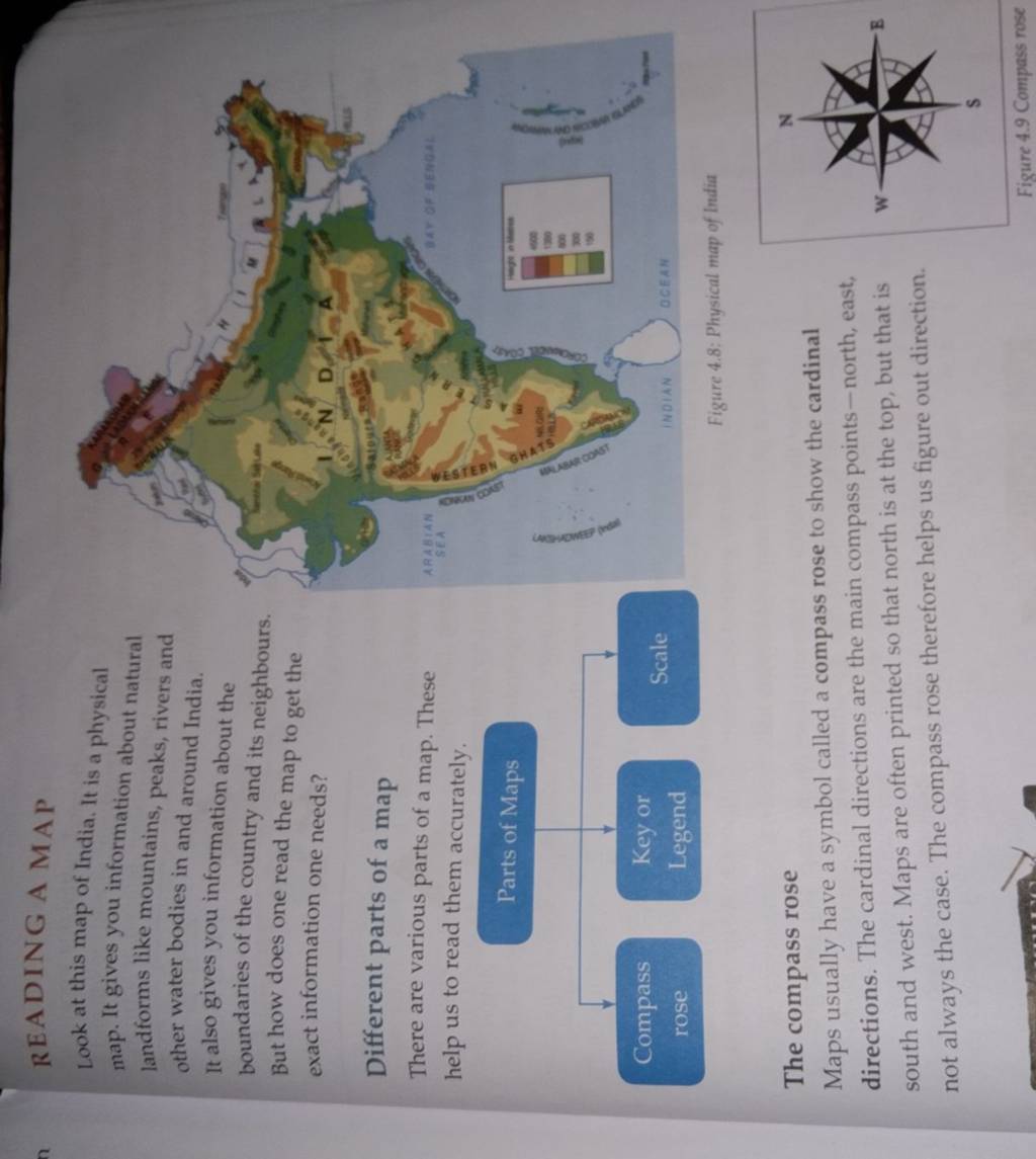 READING A MAP Look at this map of India. It is a physical map. It gives y..
