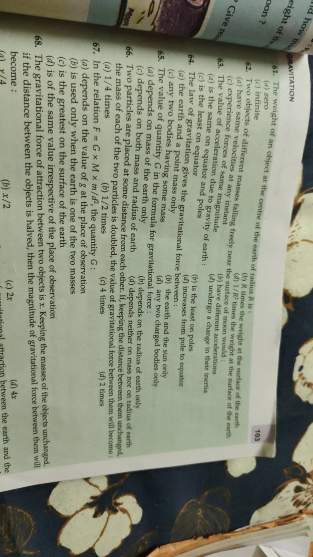 Two objects of different masses falling freely near (h) (a) have same ve..