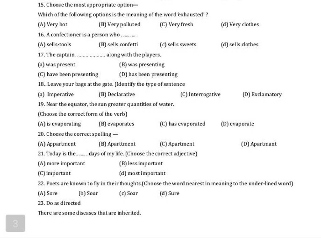 18.. Leave your bags at the gate. (Identify the type of sentence | Filo