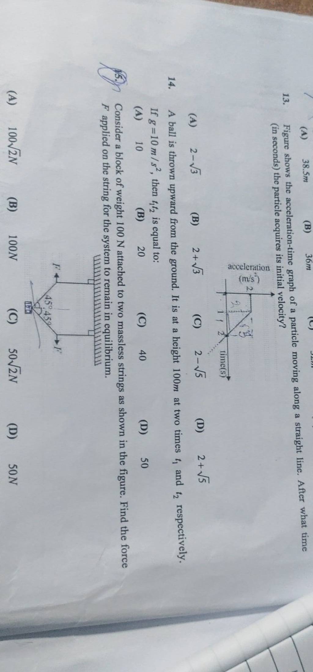 Figure shows the acceleration-time graph of a particle moving along a str..