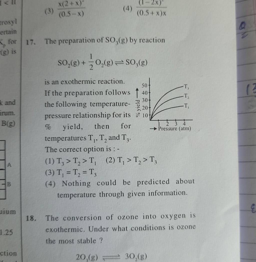 The preparation of SO3 ( g) by reaction SO2 ( g)+21 O2 ( g)⇌SO3 ( g) is a..