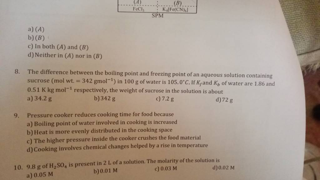 The difference between the boiling point and freezing point of an aqueous..