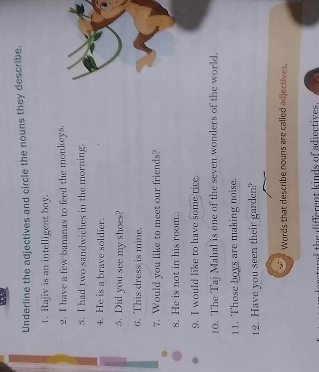 Underline The Adjectives And Circle The Nouns They Describe Filo Underline The Adjectives And Circle The Nouns They Describe Filo