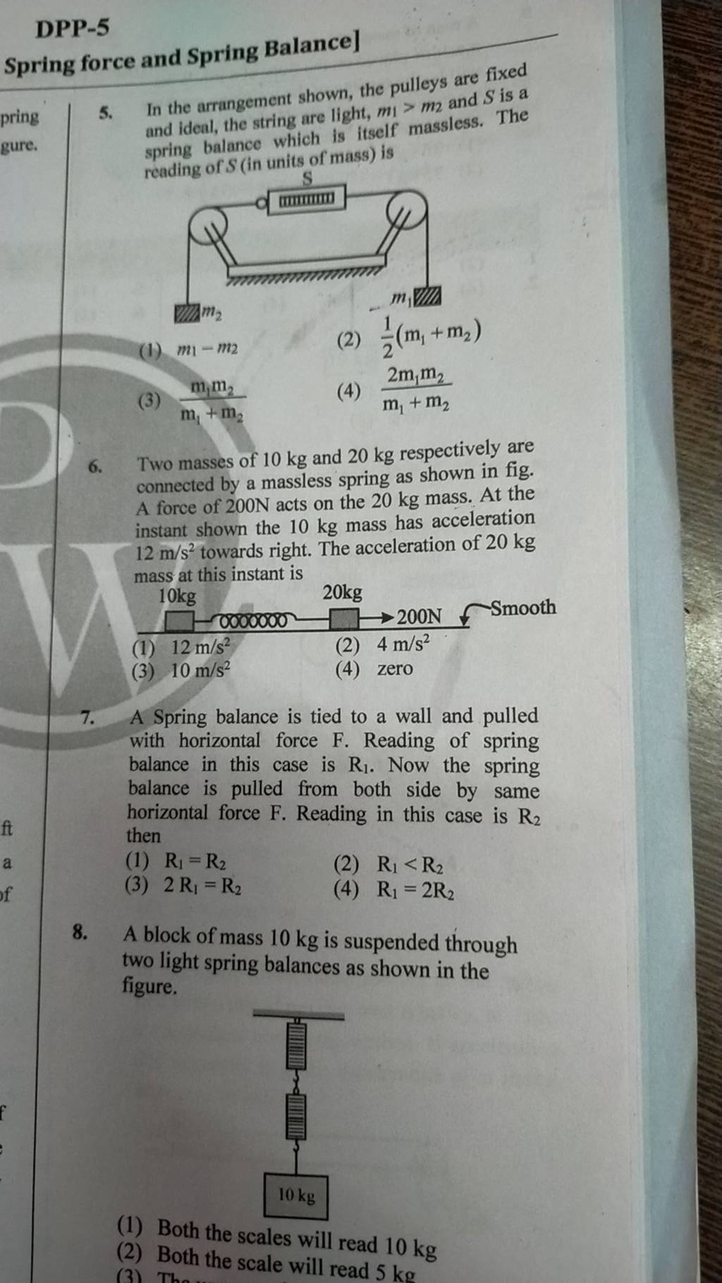 Two masses of 10 kg and 20 kg respectively are connected by a massless sp..