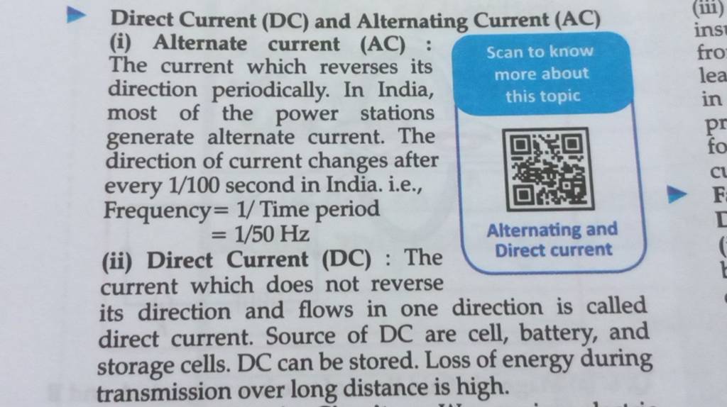 Direct Current (DC) and Alternating Current (AC) (i) Alternate current (A..