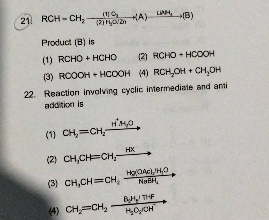 Reaction involving cyclic intermediate and anti addition is | Filo