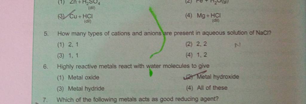 How many types of cations and anions are present in aqueous solution of N..