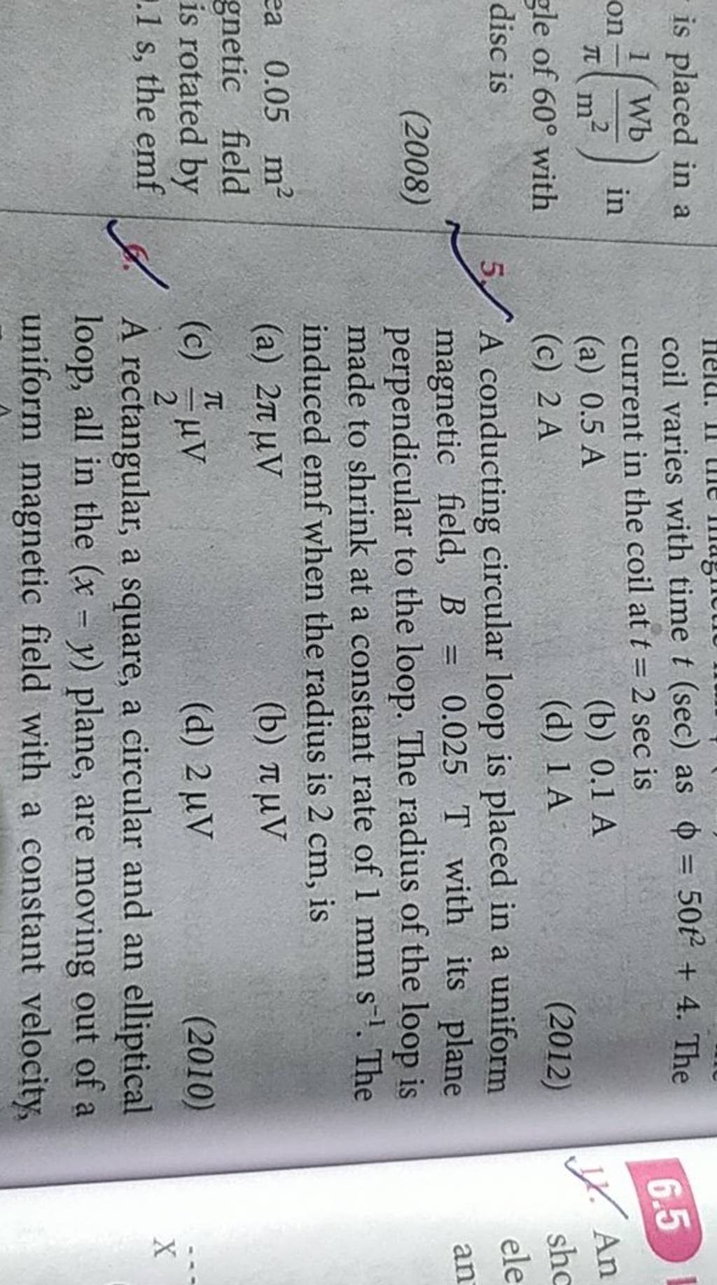 A rectangular, a square, a circular and an elliptical loop, all in the (x..