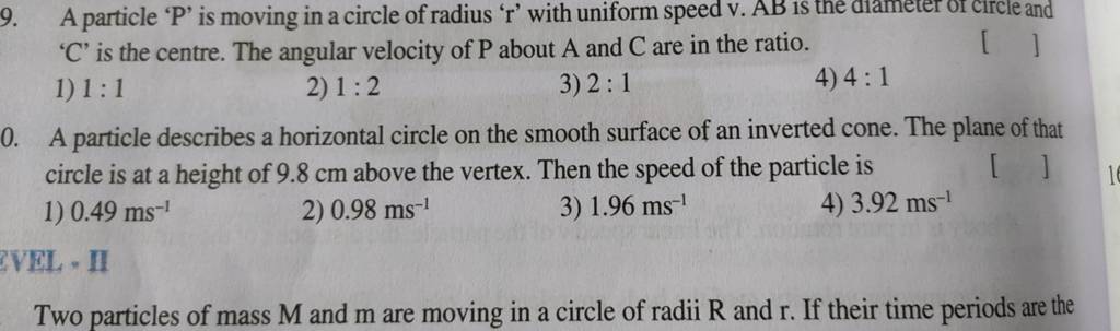 A particle ' P ' is moving in a circle of radius ' r ' with uniform speed..