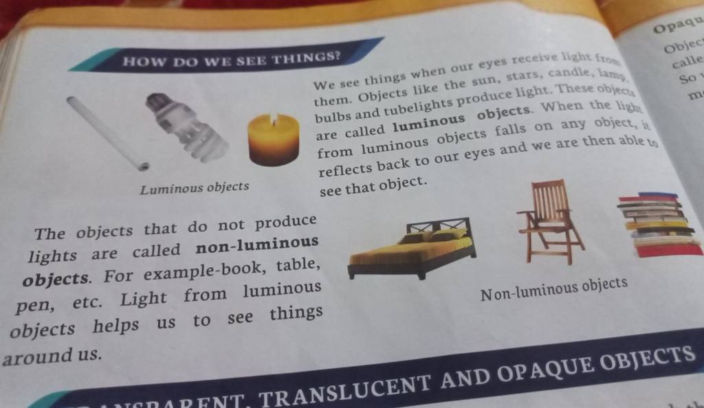 HOW DO WE SEE THINGS? We see things when our eyes receive light from them..