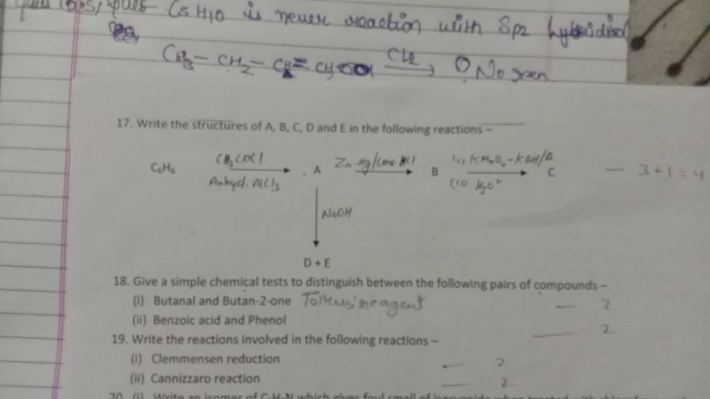17-write-the-structures-of-a-b-c-d-and-e-in-the-following-reactions-18