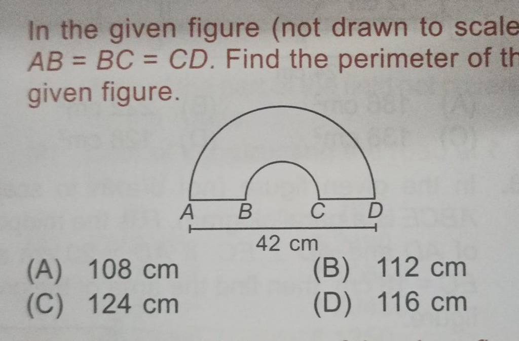 In the given figure (not drawn to scale AB=BC=CD. Find the perimeter of t..