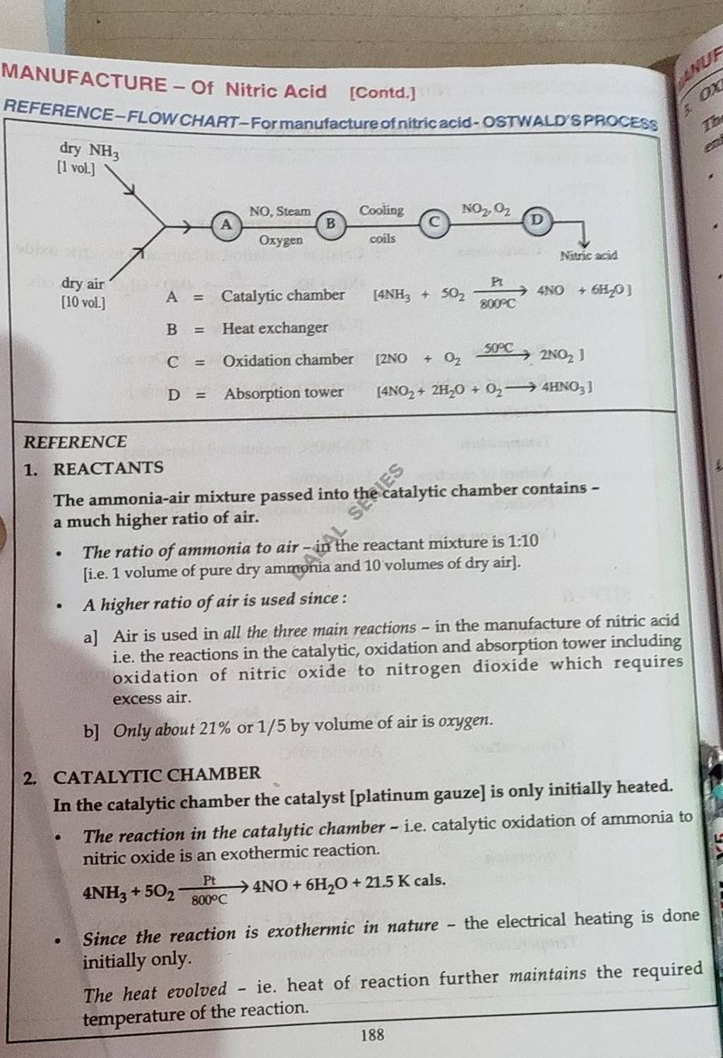 MANUFACTURE - Of Nitric Acid [Contd.] REFERENCE-FLOW CHART-For manufactur..