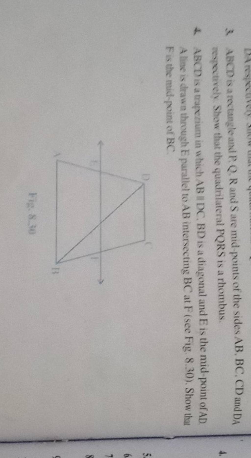 3. ABCD is a rectangle and P. Q. R and S are mid-points of the sides AB,B..