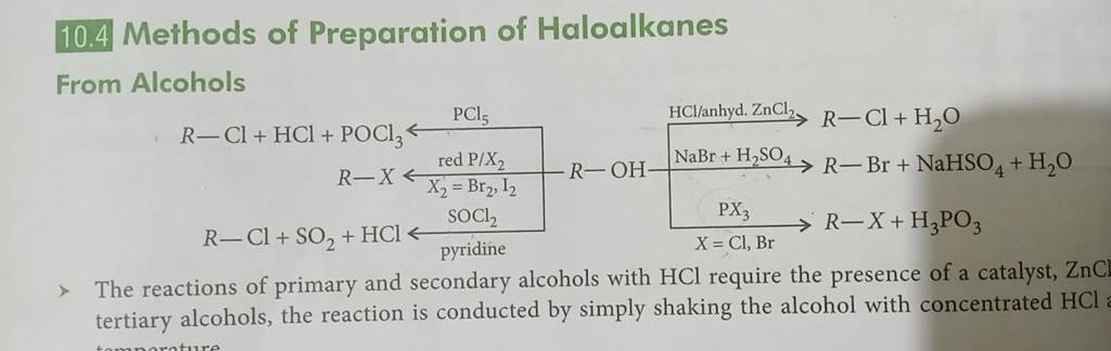10.4 Methods of Preparation of Haloalkanes From Alcohols > The reactions