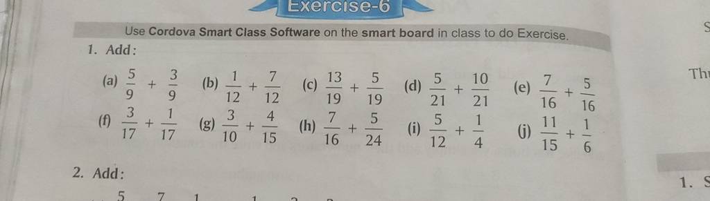 Use Cordova Smart Class Software on the smart board in class to do Exerci..