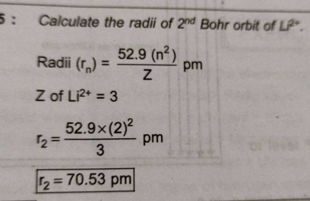 Calculate The Radii Of 2nd Bohr Orbit Of L2∗ Filo