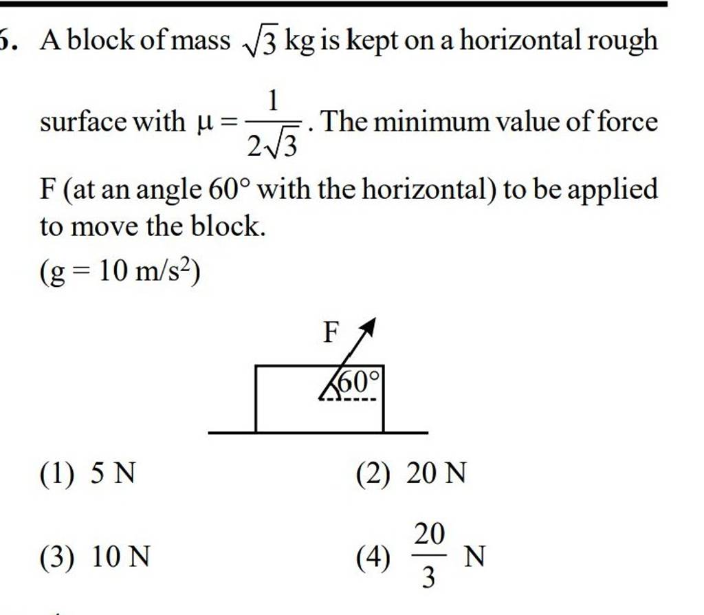 A Block Of Mass 3 Kg Is Kept On A Horizontal Rough Surface With μ 23 1