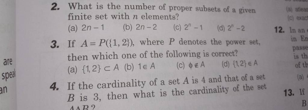 If A=P({1,2}), where P denotes the power set, then which one of the follo..