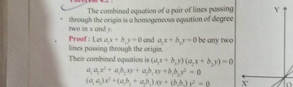 The combined equation of a pair of lines passing - through the origin is