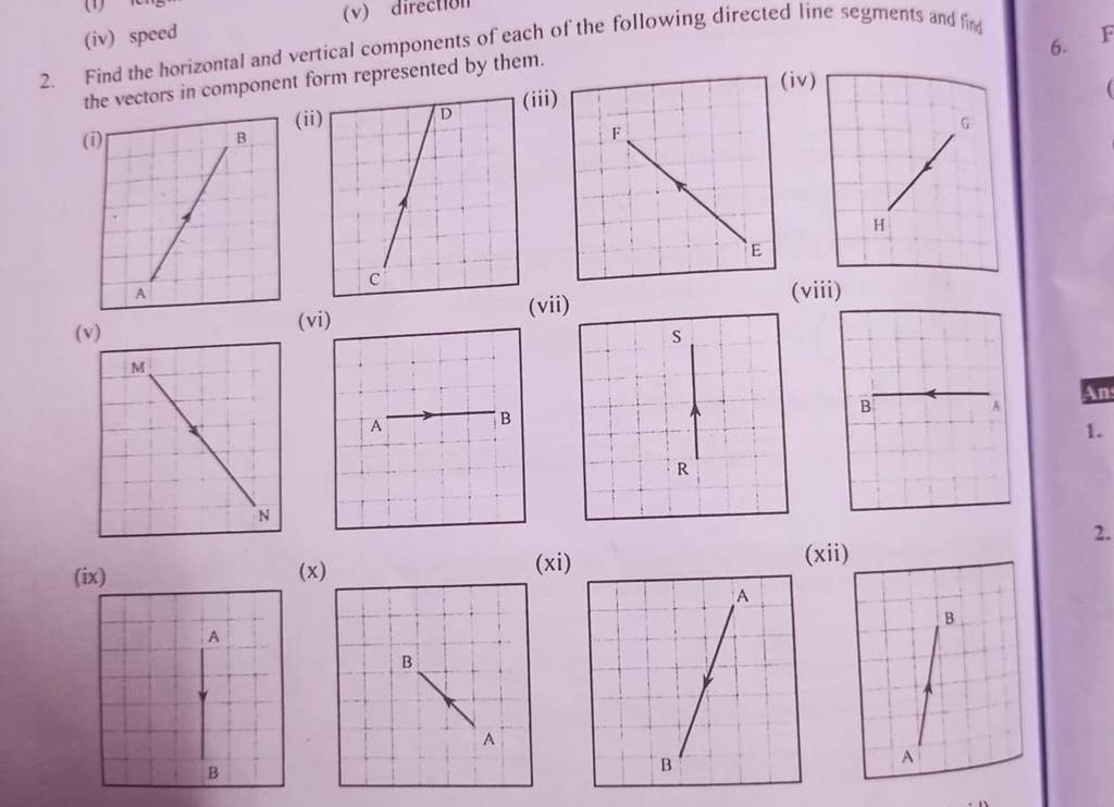 2. Find the horizontal and vertical components of each of the following d..
