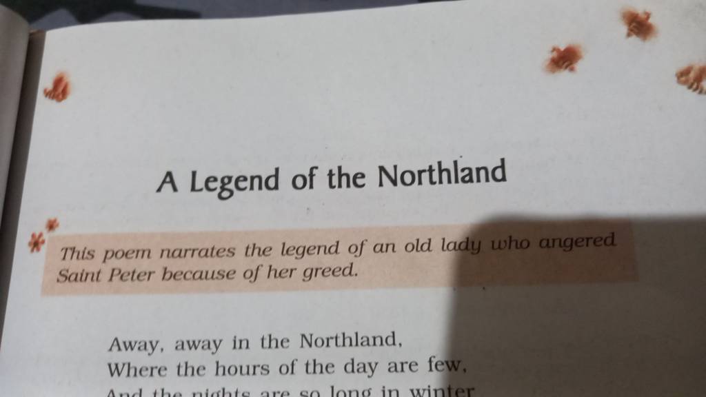 A Legend of the Northland This poem narrates the legend of an old lady wh..