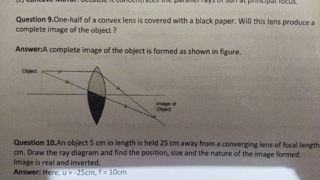 ion 9 One half Of A Convex Lens Is Covered With A Black Paper Will