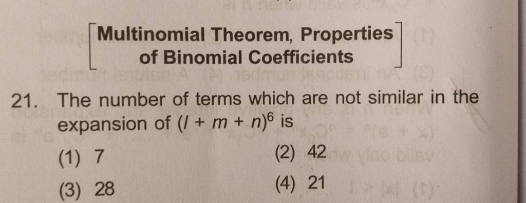 [Multinomial Theorem, Properties of Binomial Coefficients 21. The number [Multinomial Theorem, Properties of Binomial Coefficients 21. The number