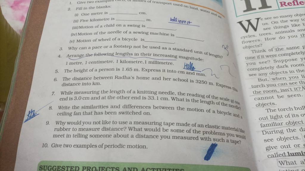 Give two examples cat, Fill in the blanks: modes of transport used on lan..