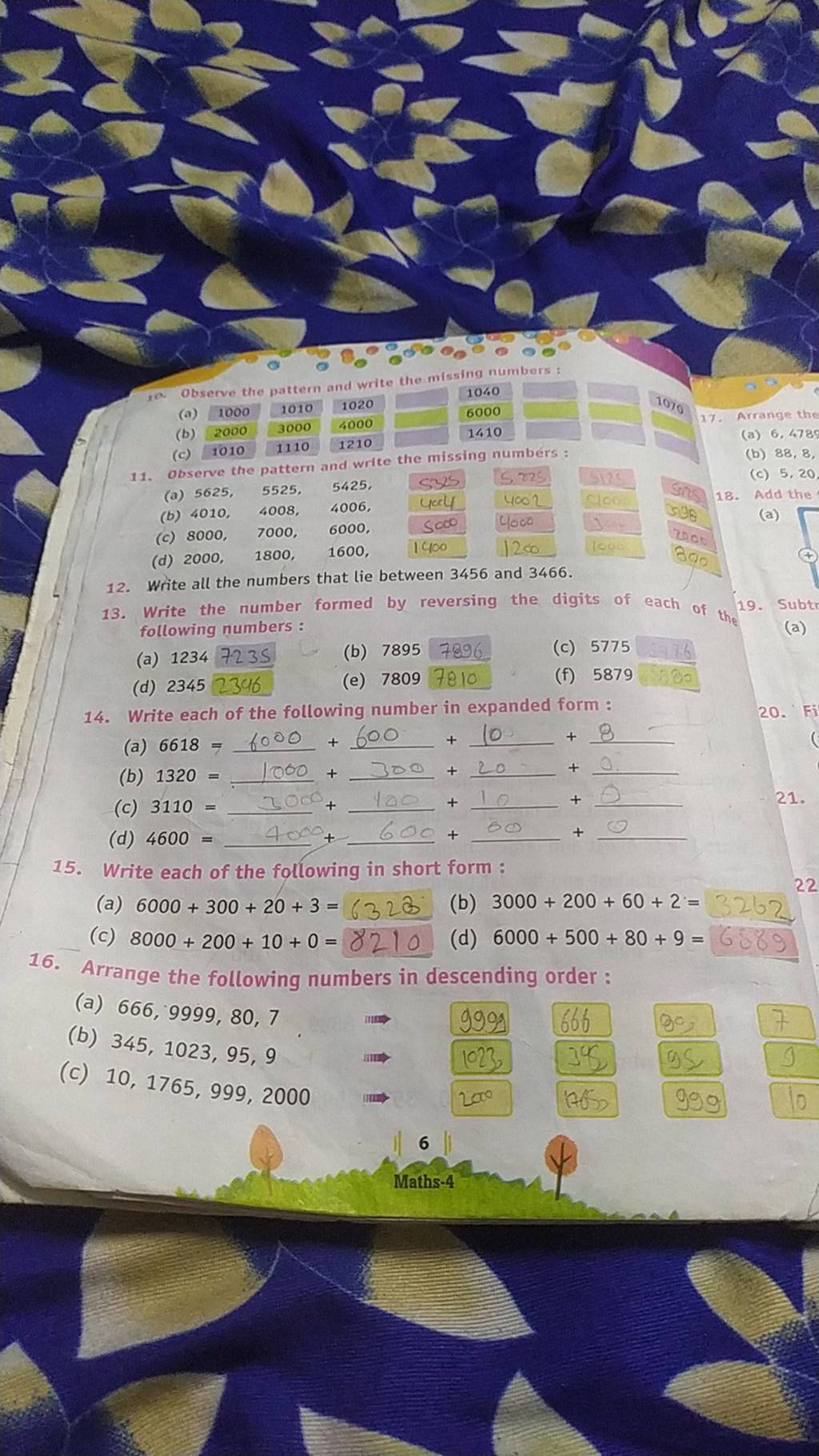Observe the pattern and write the missing numbers: 1010 3000 1110 11. Obs..