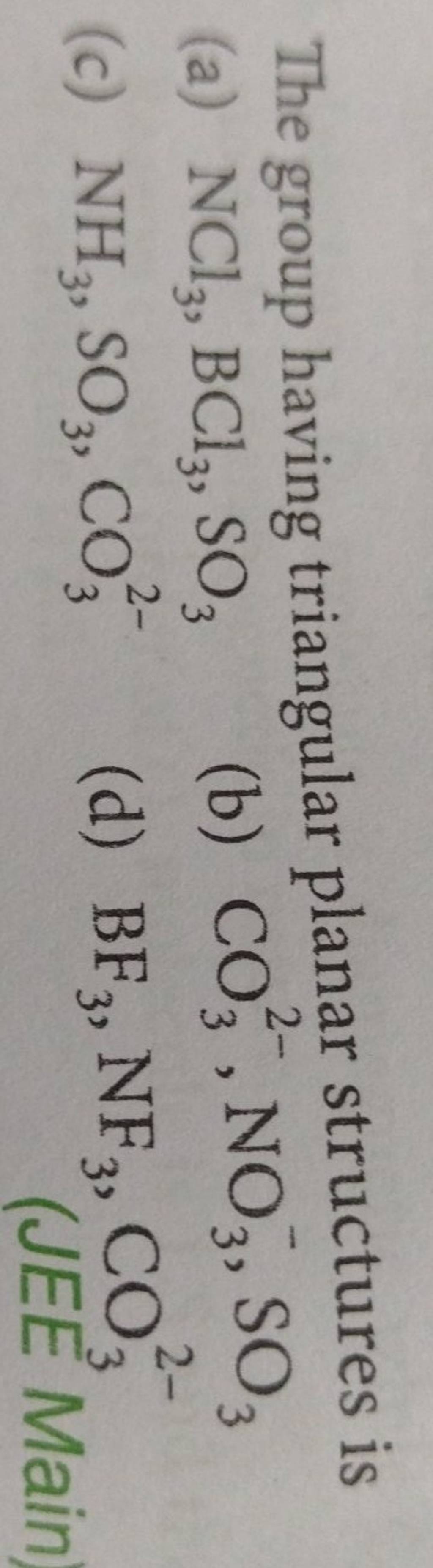 The group having triangular planar structures is | Filo