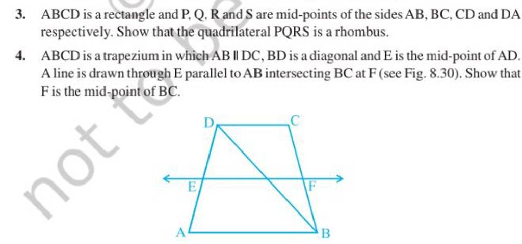 3. ABCD is a rectangle and P,Q,R and S are mid-points of the sides AB,BC,..