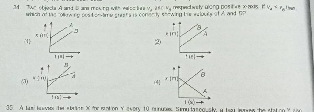 34. Two objects A and B are moving with velocities vA and vB respective..