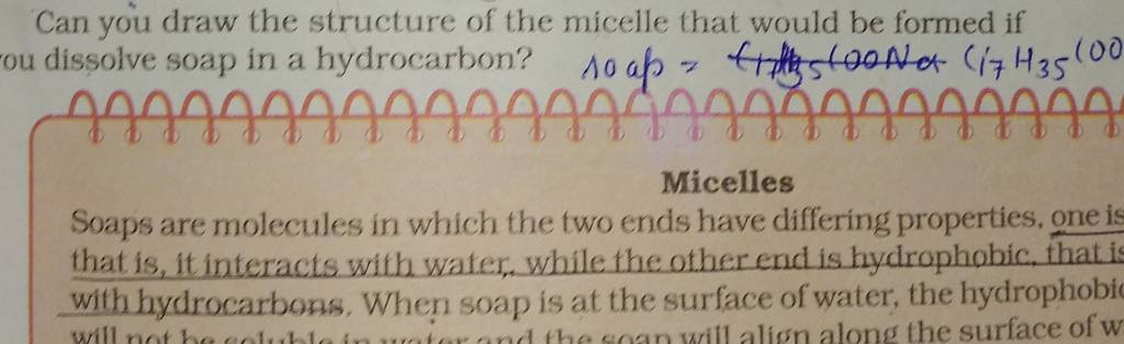 Can you draw the structure of the micelle that would be formed if ou diss..