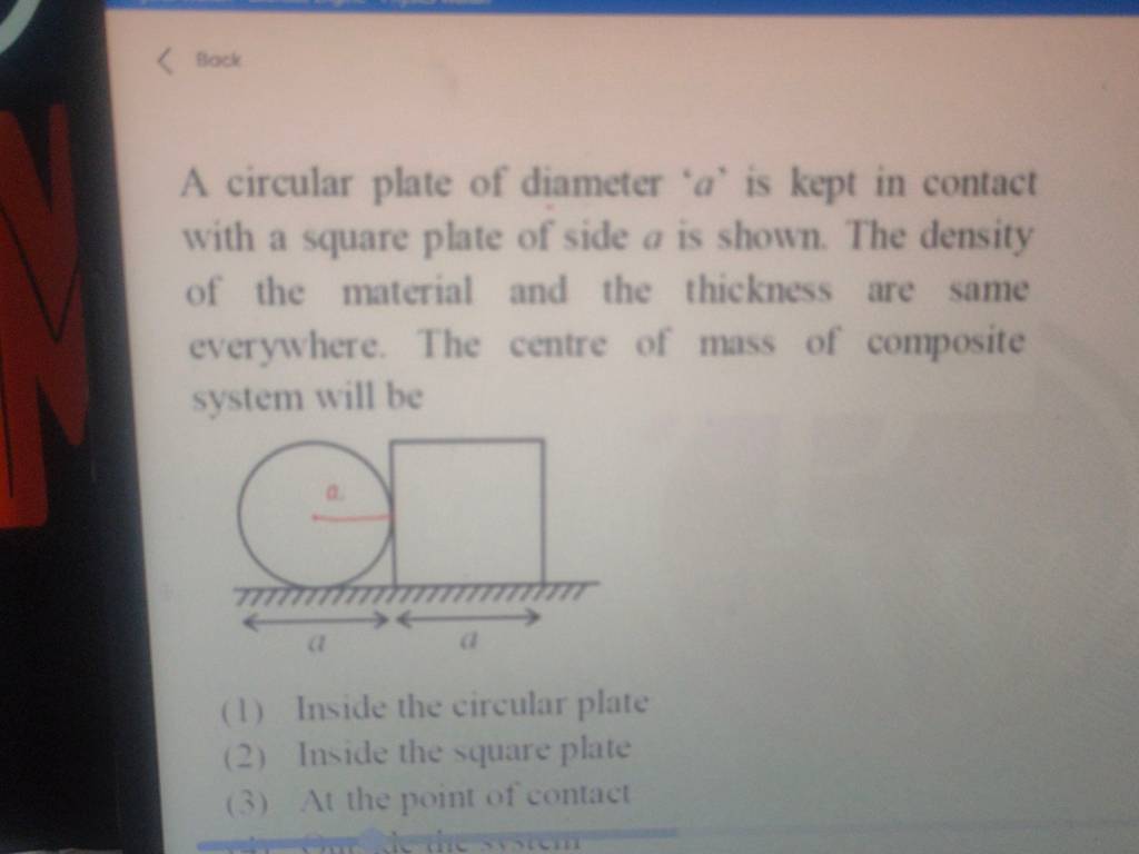 A circular plate of diameter ' a ' is kept in contact with a square plate..