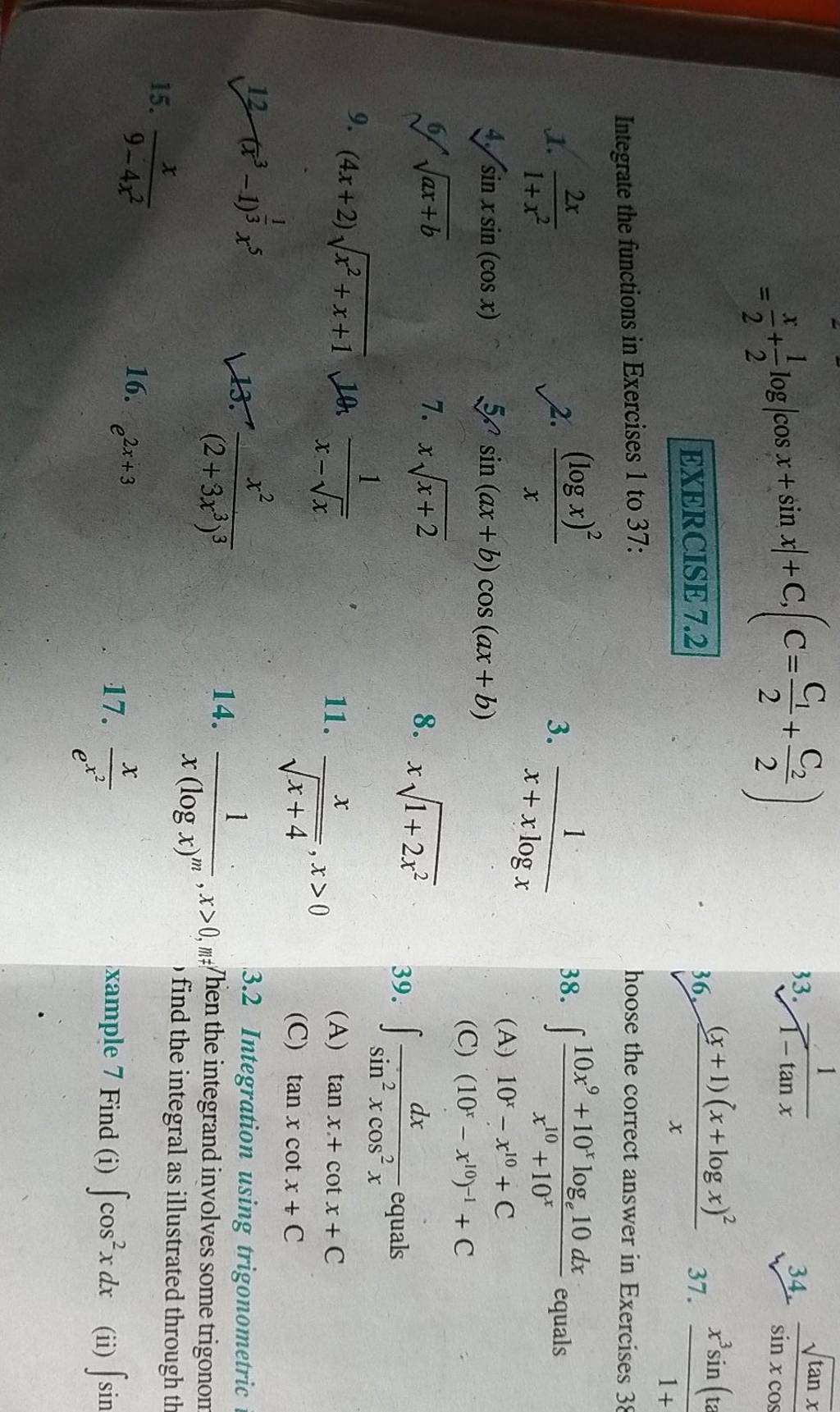 =\frac{x}{2}+\frac{1}{2} \log |\cos x+\sin x|+C,\left(\mathrm{C}=\frac{\m..