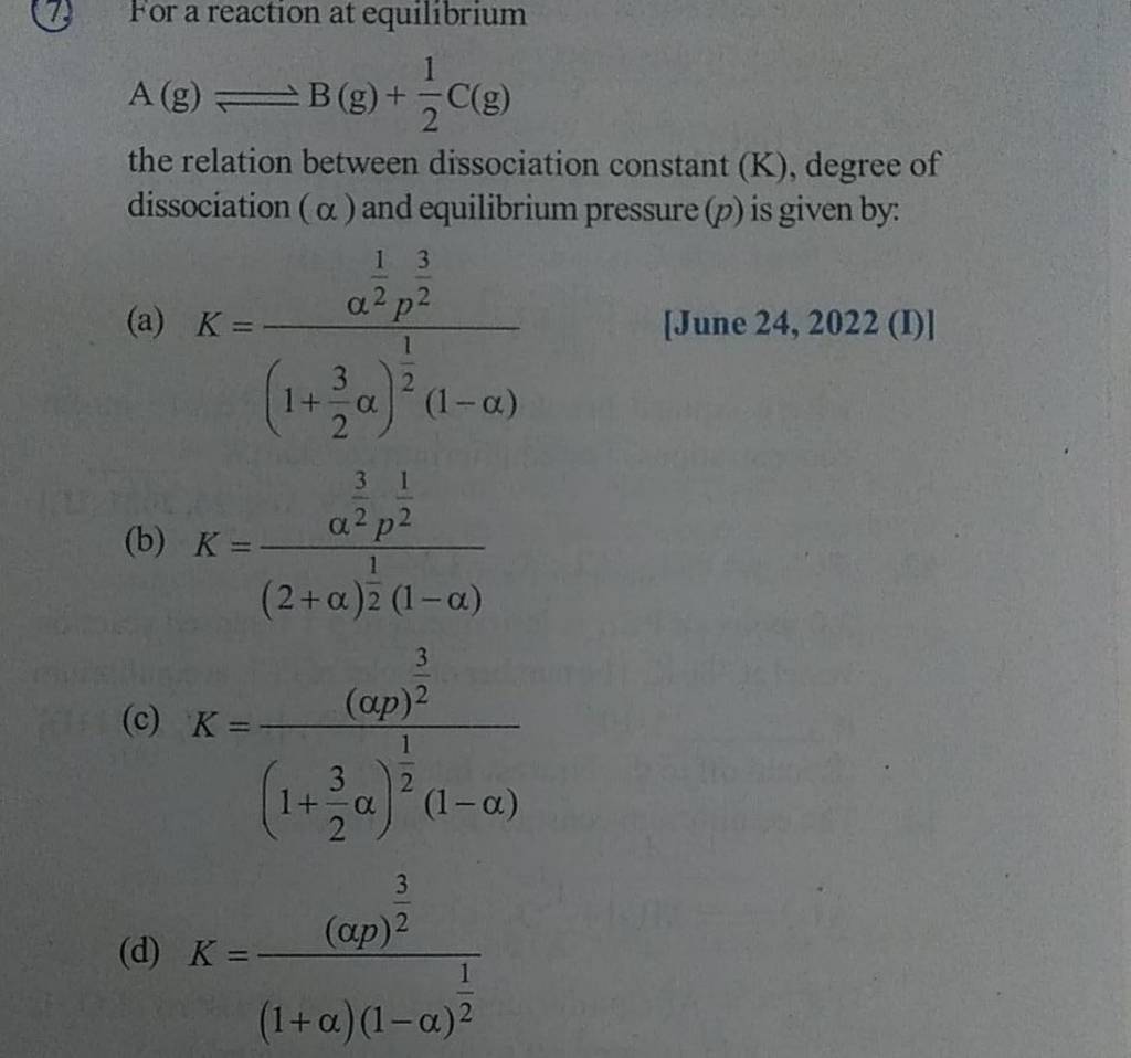 A G ⇌b G 21 C G The Relation Between Dissociation Constant K Degree