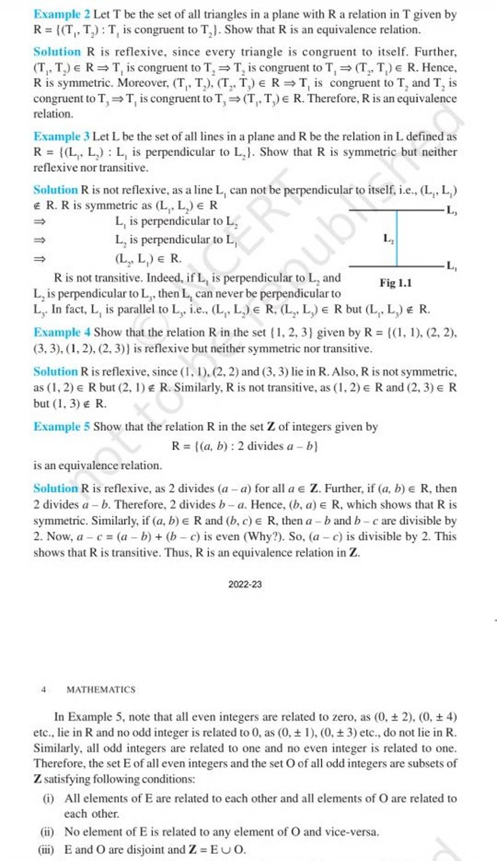 Example 2 Let T be the set of all triangles in a plane with R a relation