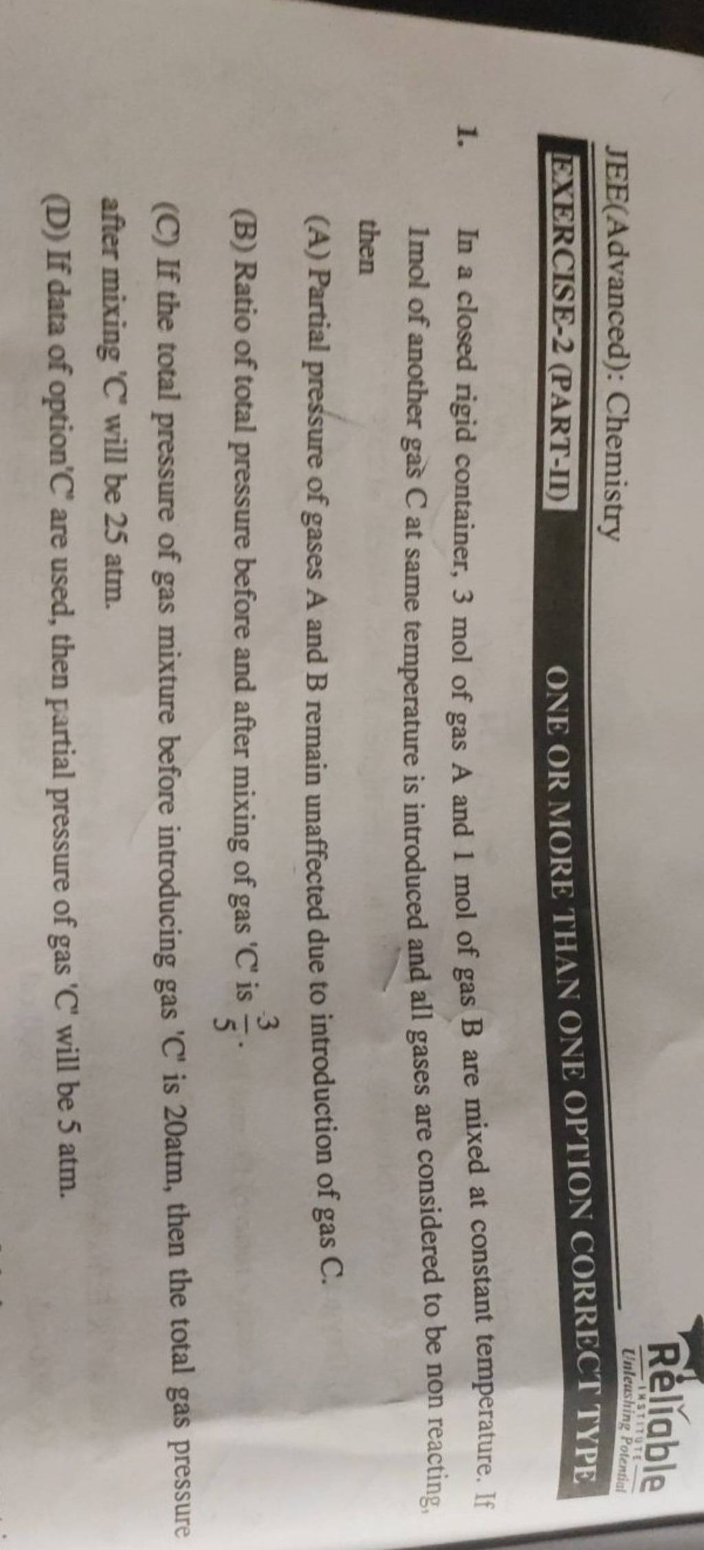 JEE(Advanced): Chemistry EXERCISE-2 (PART-II) ONE OR MORE THAN ONE OPTION..