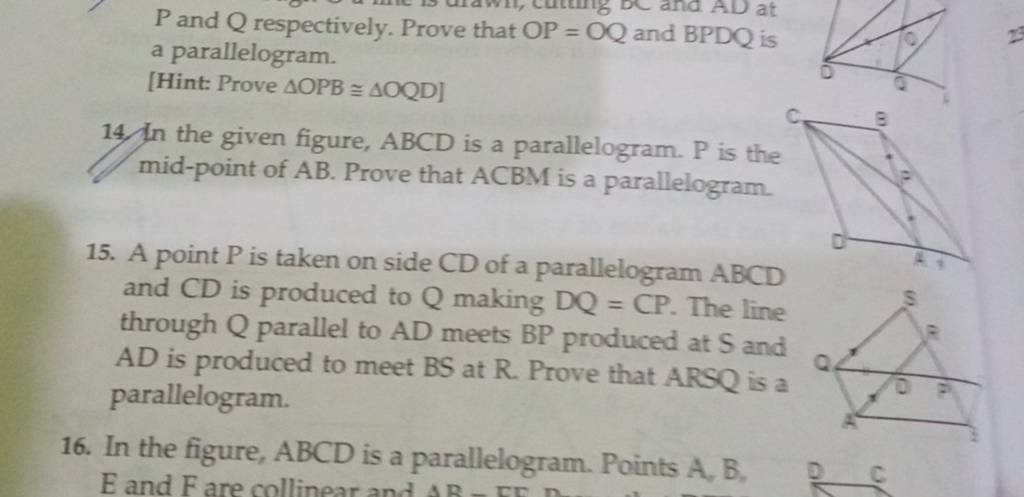 P and Q respectively. Prove that OP=OQ and BPDQ is a parallelogram. [Hint..