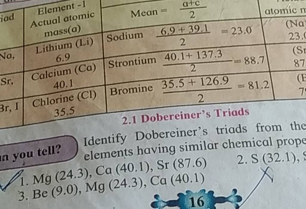 ou tell? Identify Dobereiner's triads from the elements having similar ch..