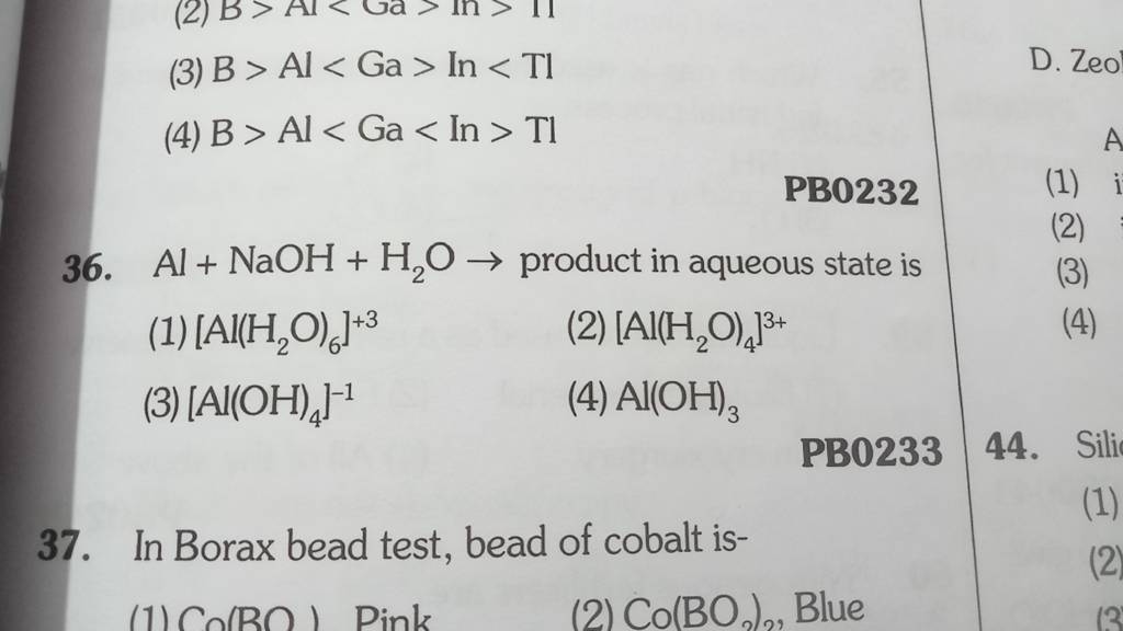 PB0233 37. In Borax bead test, bead of cobalt is- | Filo